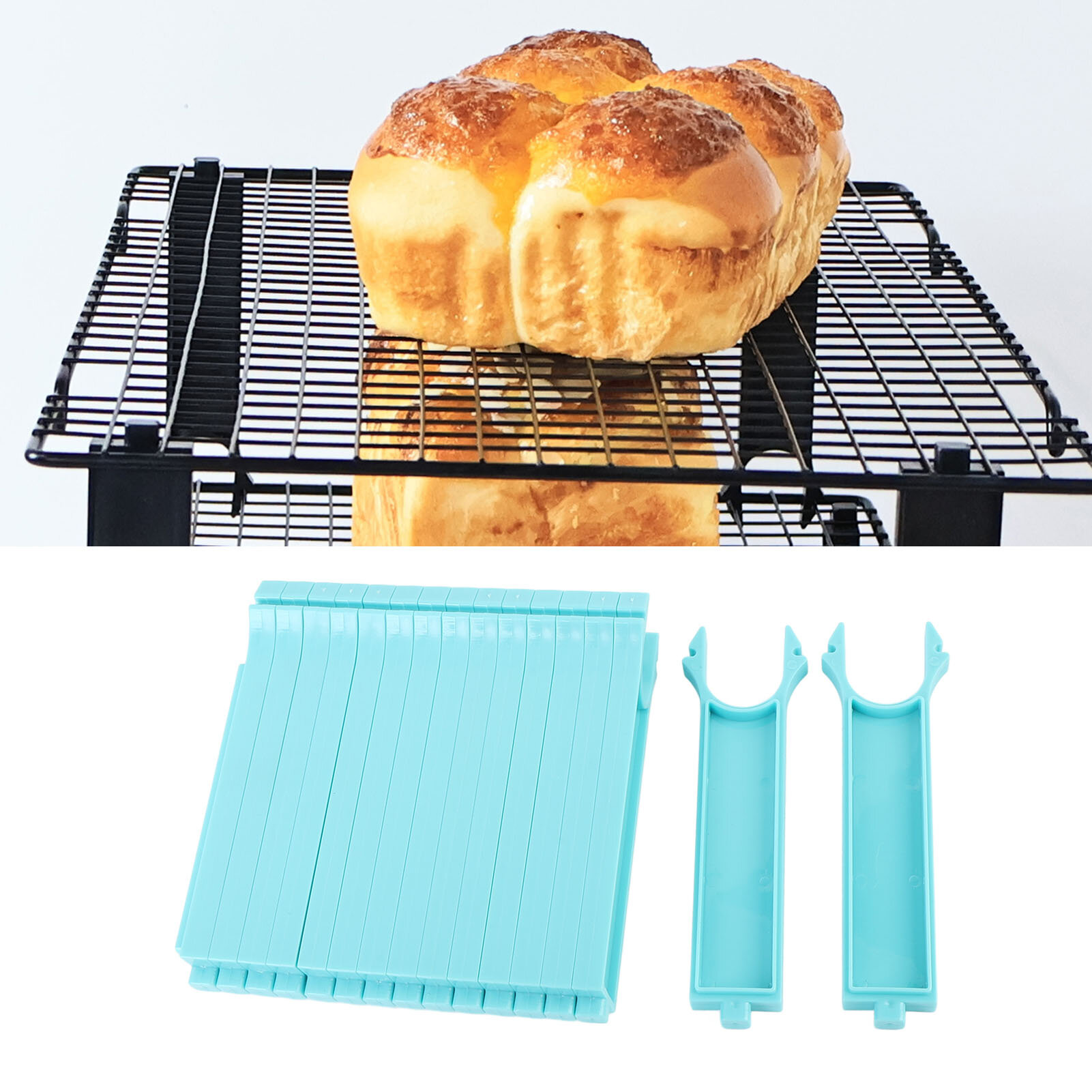 16 шт. Проволочная стойка для охлаждения, укладчик для противней, экономящий место, многоразовые подносы, укладочный держатель для кухни, синий, длинный тип