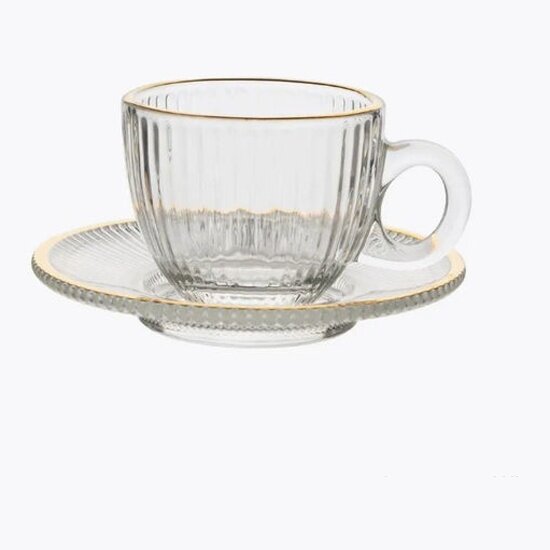 Набор кружек стеклянных Dlk для чая и кофе с блюдцем 12 шт,80 мл. арт ST-PP-238-12