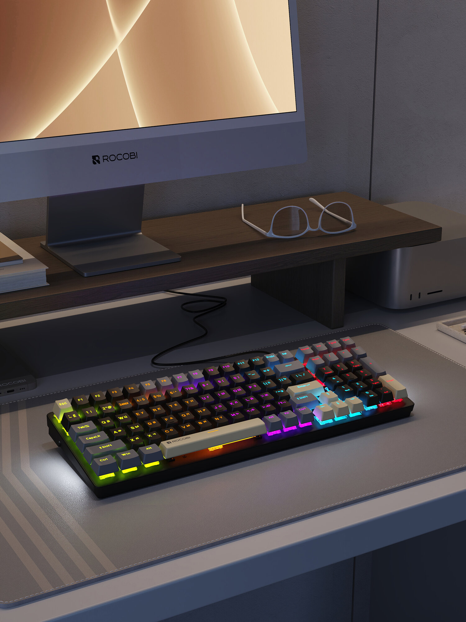Клавиатура механическая ROCOBI R2 Hot-Swap игровая с подсветкой русская проводная для компьютера ноутбука Gaming/game keyboard usb светящаяся