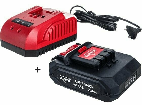 Набор Elitech аккумулятор 18В 2 штуки + зарядное устройство 1штука