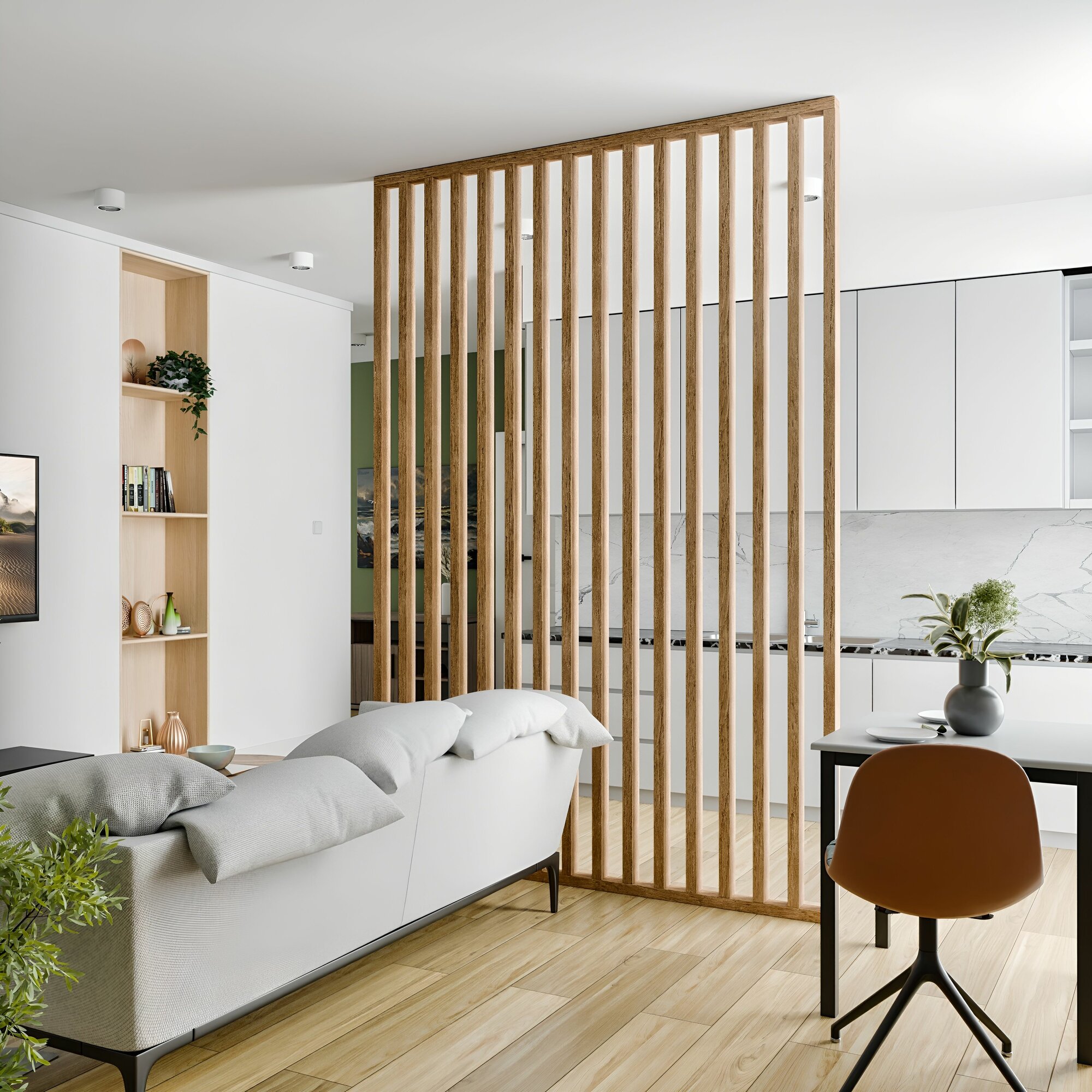 Реечная перегородка для зонирования 1808 мм, дуб сонома, 40х60 мм