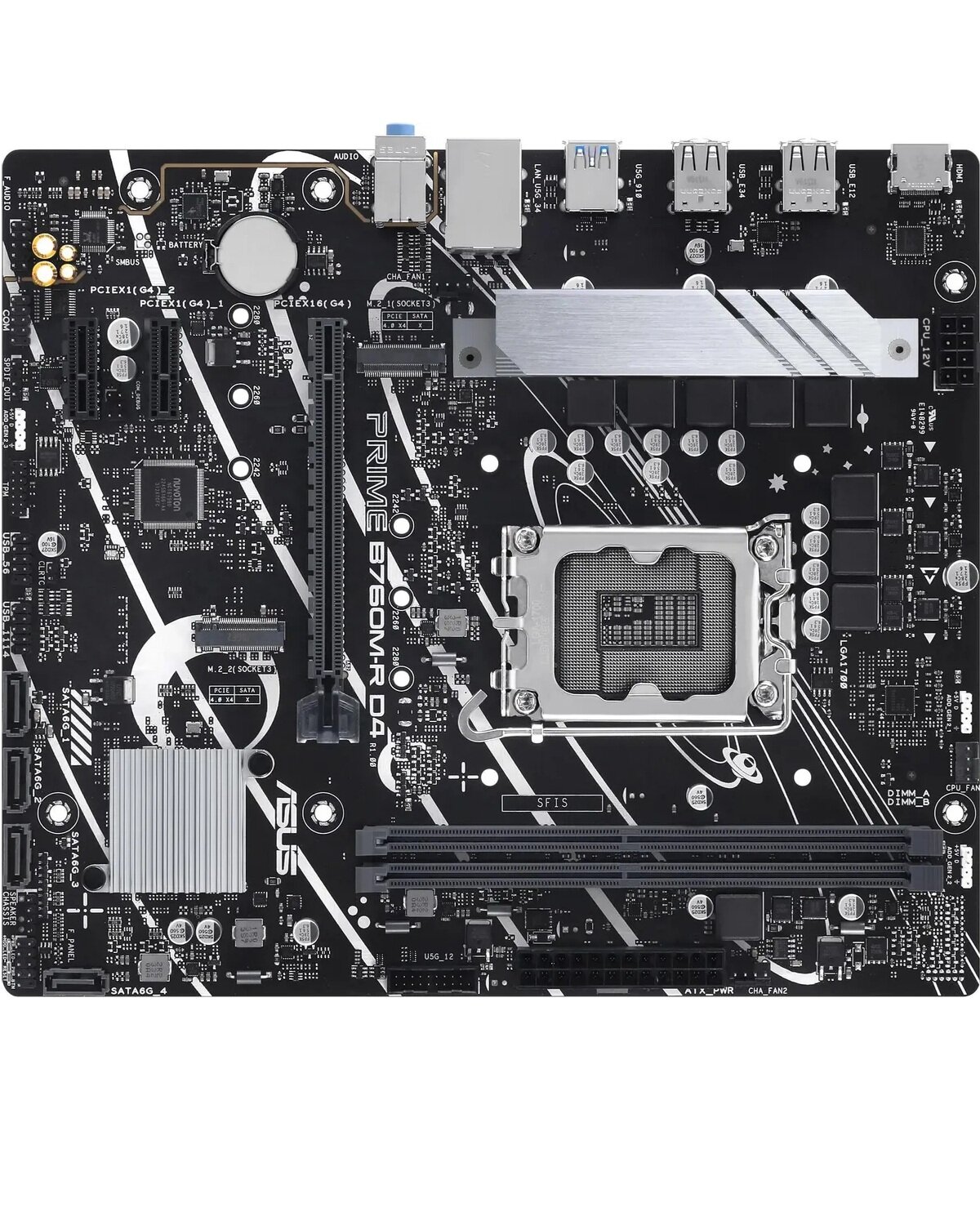 Материнская плата ASUS PRIME B760M-R D4 Micro-ATX LGA1700 Intel B760 2xDDR4 (64ГБ)