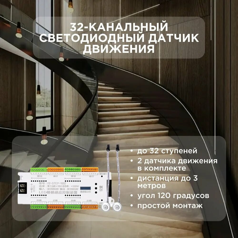 32-канальный светодиодный датчик движения PIR, контроллер постоянного тока, 12 В, 24 В, ночник, автоматическая внутренняя лестница для гибкой светодиодной ленты