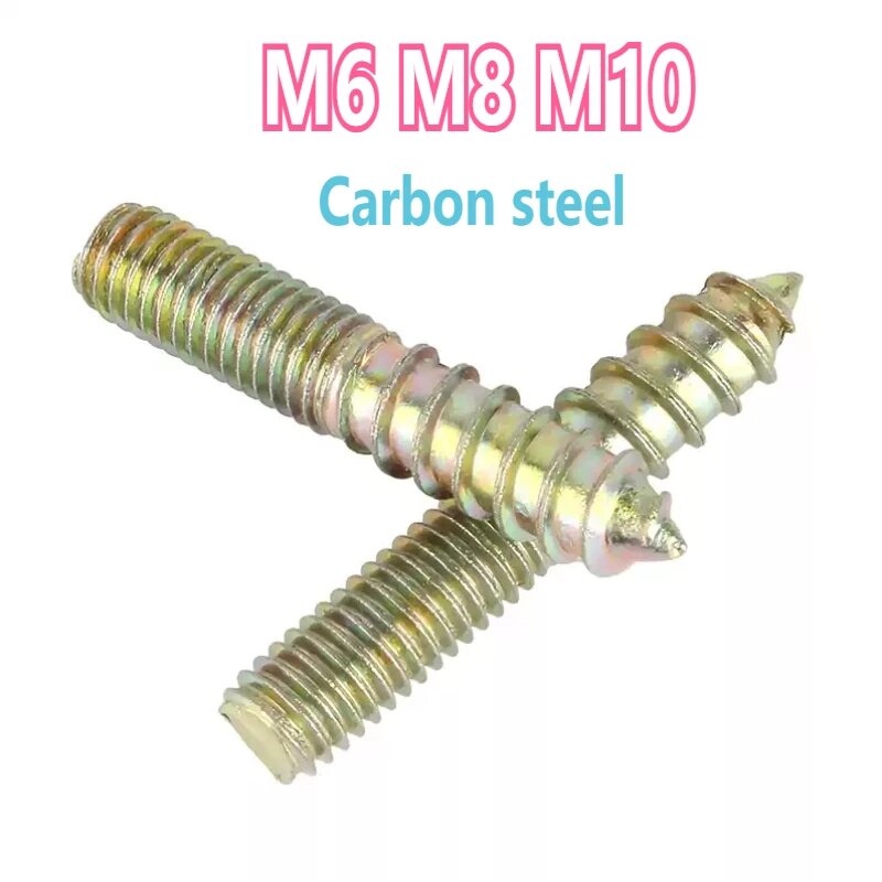 1/2/5 шт. M6 M8 M10 вешалка болт от дерева до металла дюбели двусторонние крепежные винты для мебели саморезы шпилька с деревянной резьбой
