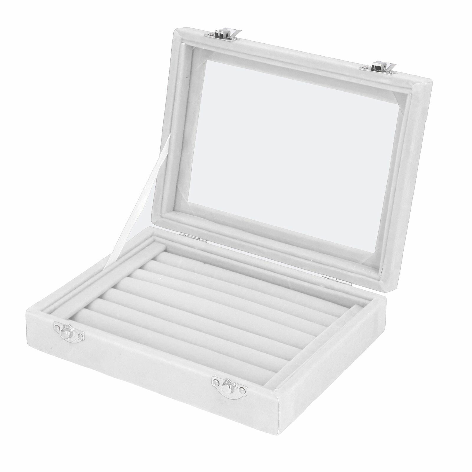 Шкатулка для украшений на 7 ячеек, белый бархатный кейс для сережек и браслетов, держатель для хранения органайзера для украшений