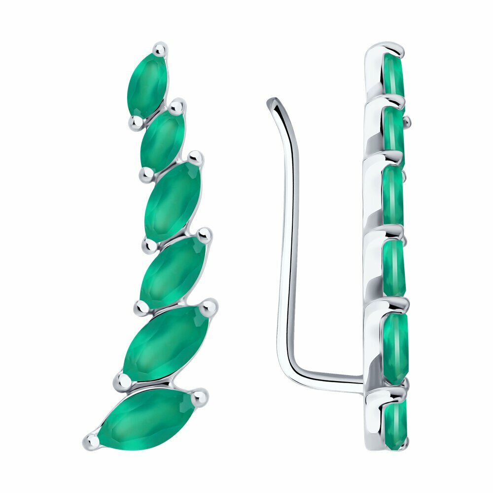 Серьги, серебро, 925 проба, родирование, агат