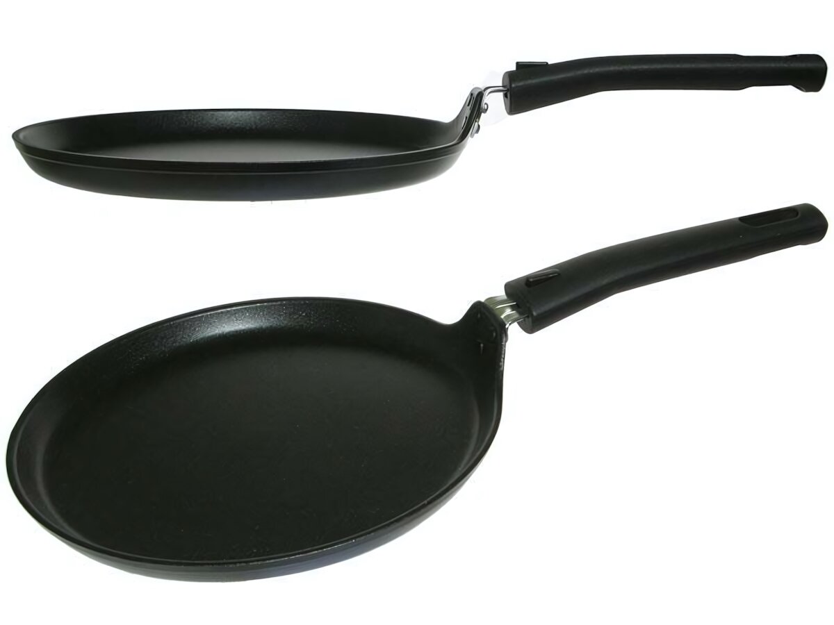 Блинница антипригарная 22см со съемной ручкой, литой алюминий, удобство хранения