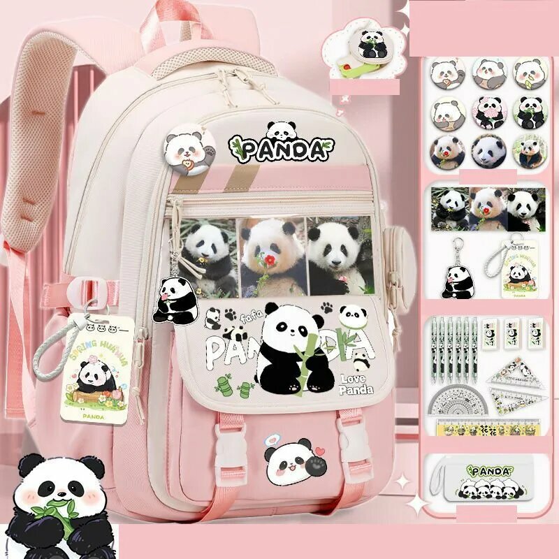 Детский студенческий рюкзак с изображением гигантской панды большой вместимости/защита позвоночника/полный учебный набор