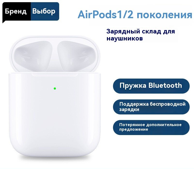 Оригинальный процесс, чехол для зарядки Bluetooth-гарнитуры Apple AirPods 1/2 поколения беспроводной аккумулятор