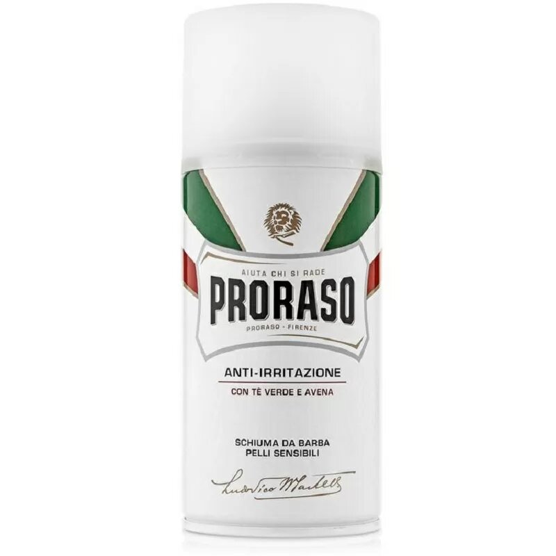 Proraso White Anti Irritation Shaving Foam Пена для бритья для чувствительной кожи с зеленым чаем и овсом 300 мл