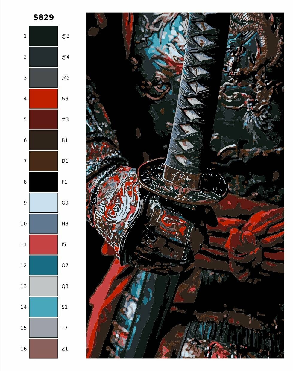 Картина по номерам S829"Самураи и Самурайские мечи"40x70