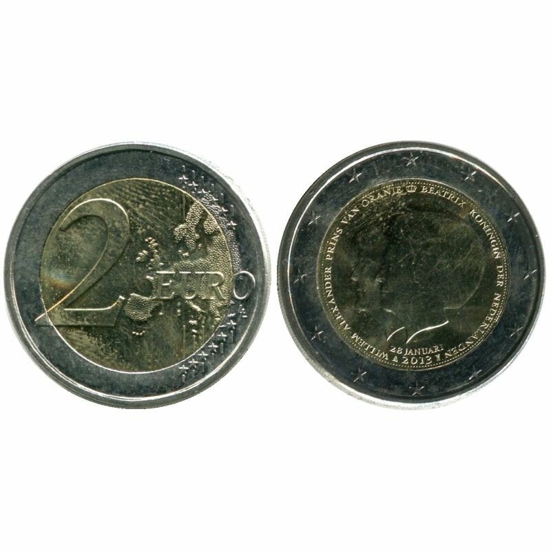 2 Евро Нидерландов 2013 г. Виллем-Александр