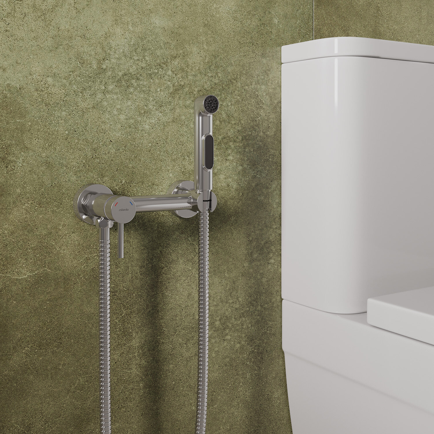 Смеситель с гигиеническим душем на эксцентриках Milardo Tidy TIDSB15M08 хром глянцевый