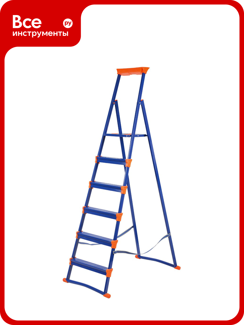 Стремянка с 6 ступенями и лотком для принадлежностей, прочная стальная конструкция, комфорт и безопасность при работе на высоте, компактные размеры для хранения
