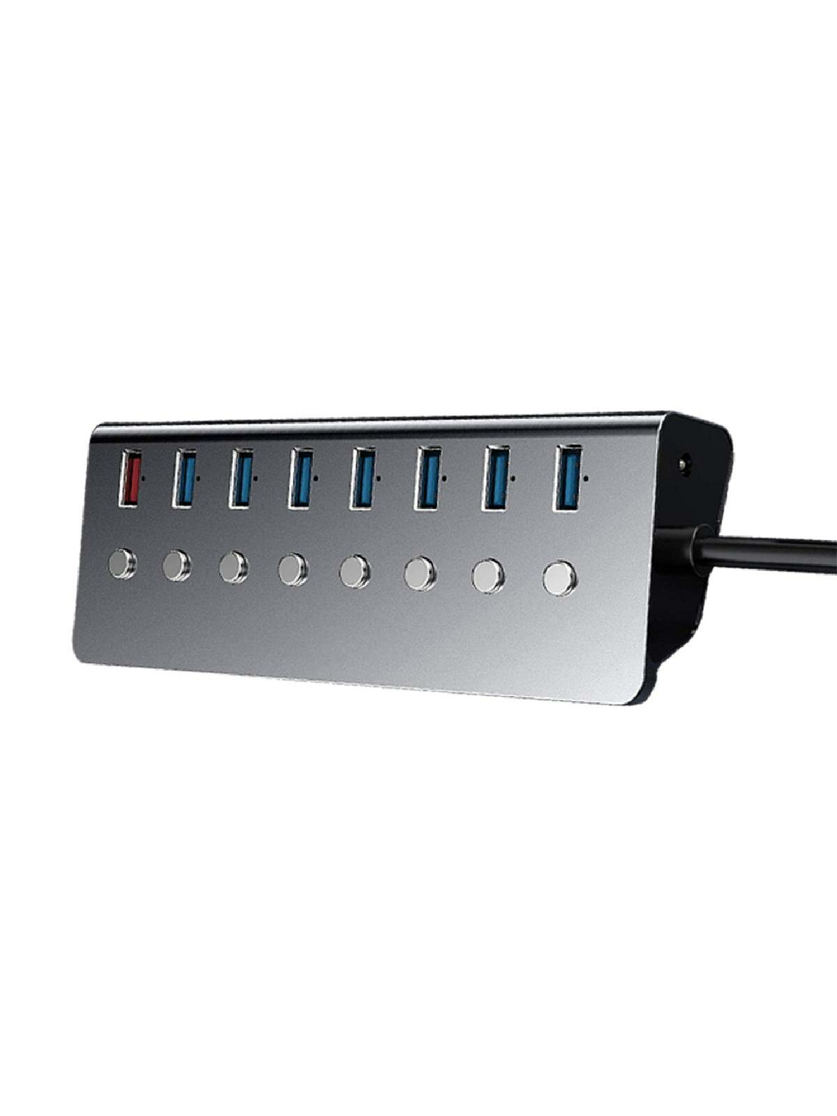 USB Hub 3.0, 7-Port USB Data Hub Splitter with 1 Charging Port and Individual On/Off Switches for Windows, for Mac, Linu