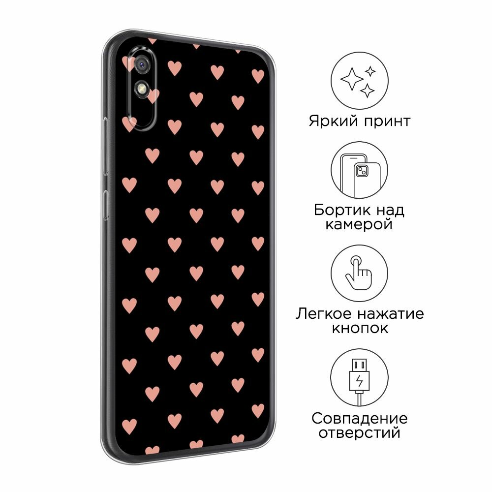 Чехол на Xiaomi Redmi 9A / Сяоми Редми 9А с принтом "Розовые сердечки" — фото 1