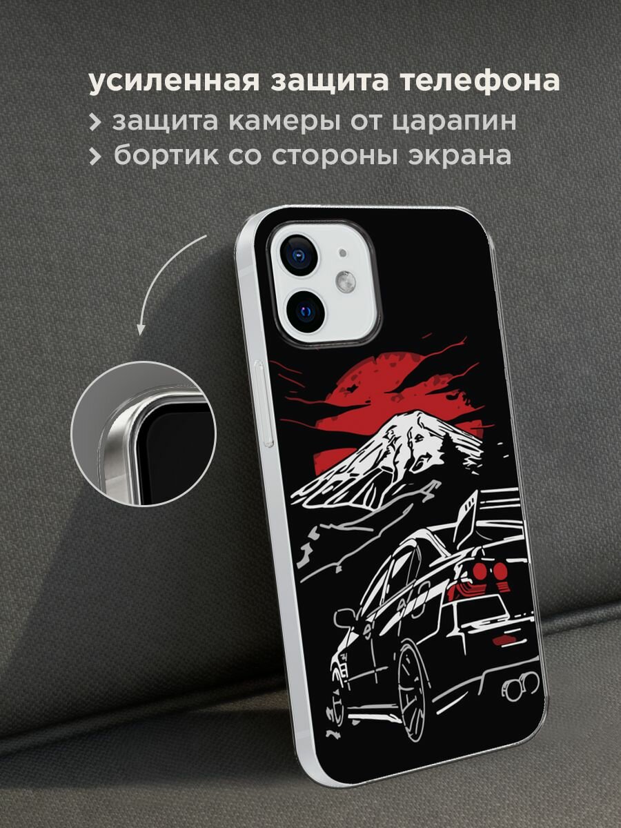 Чехол на Apple iPhone 12/12 Pro / Айфон 12/12 Про с принтом "Машина в горах JDM" — фото 1