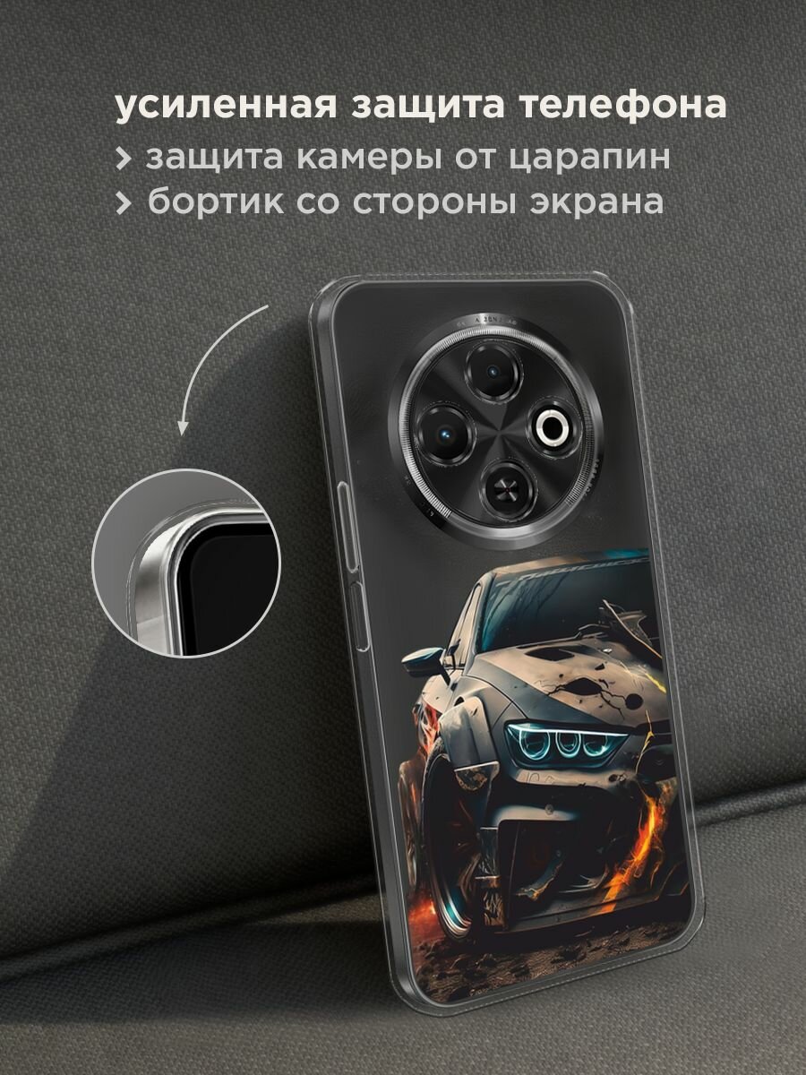Чехол на Tecno Spark 30C / Текно Спарк 30C с принтом "На износ", прозрачный — фото 1