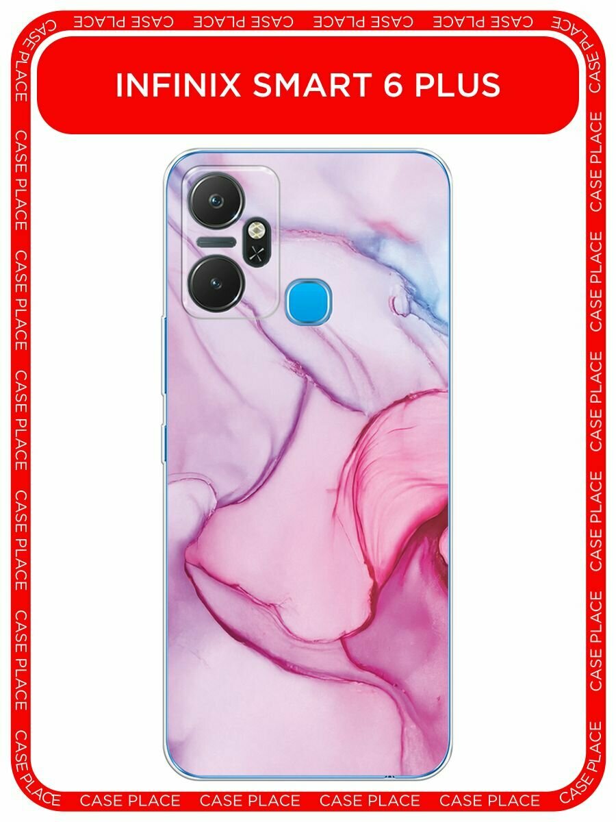 Чехол на Infinix Smart 6 Plus / Инфиникс Смарт 6 Плюс с принтом "Розовые мраморные разводы"