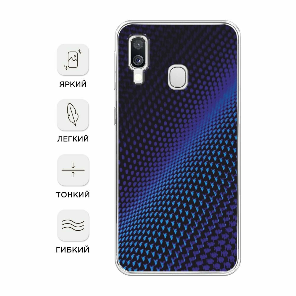 Чехол на Samsung Galaxy A40 / Самсунг Галакси А40 с принтом "Синий карбон" — фото 1