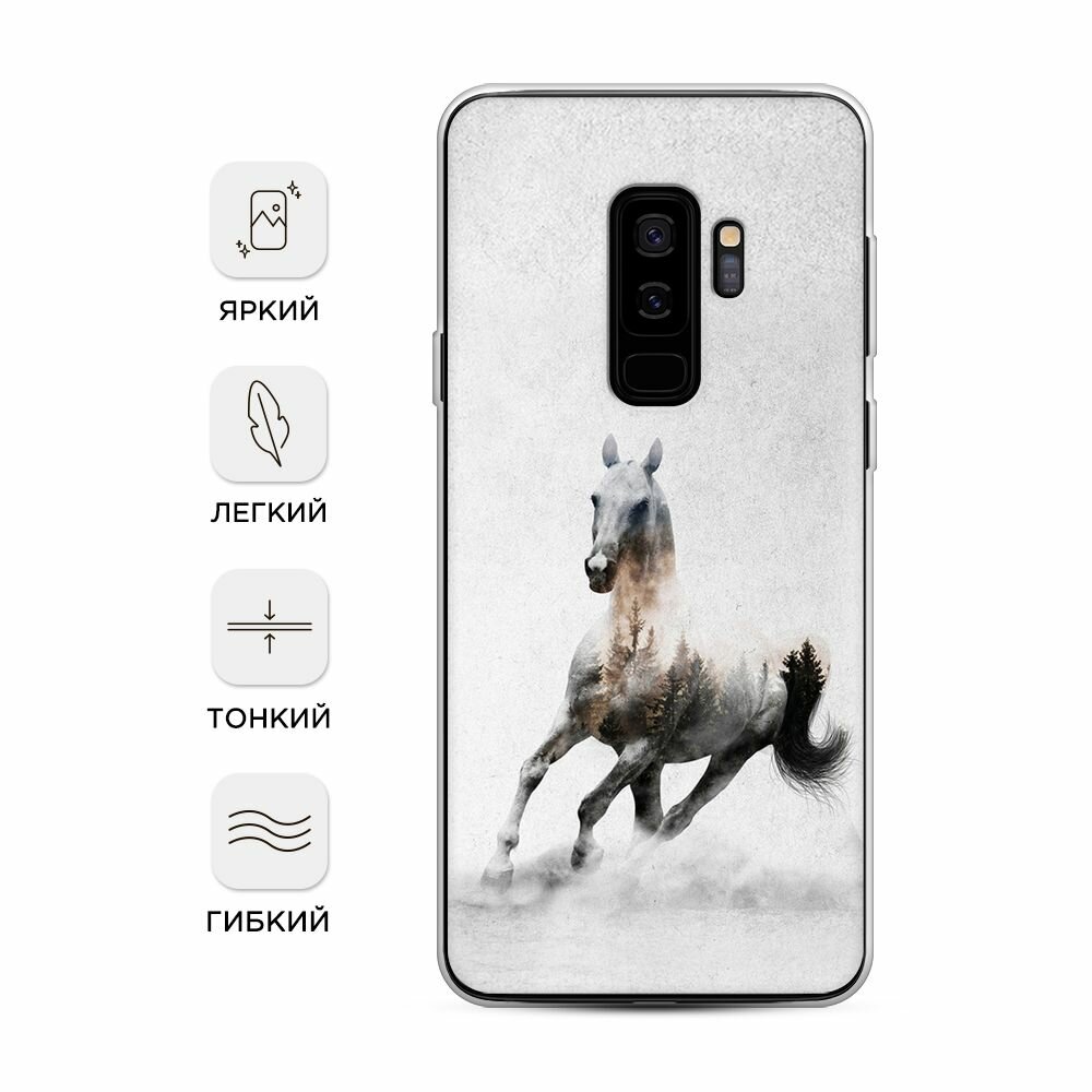 Чехол на Samsung Galaxy S9 + / Самсунг Галакси С9 Плюс с принтом "Лошадь лес" — фото 1