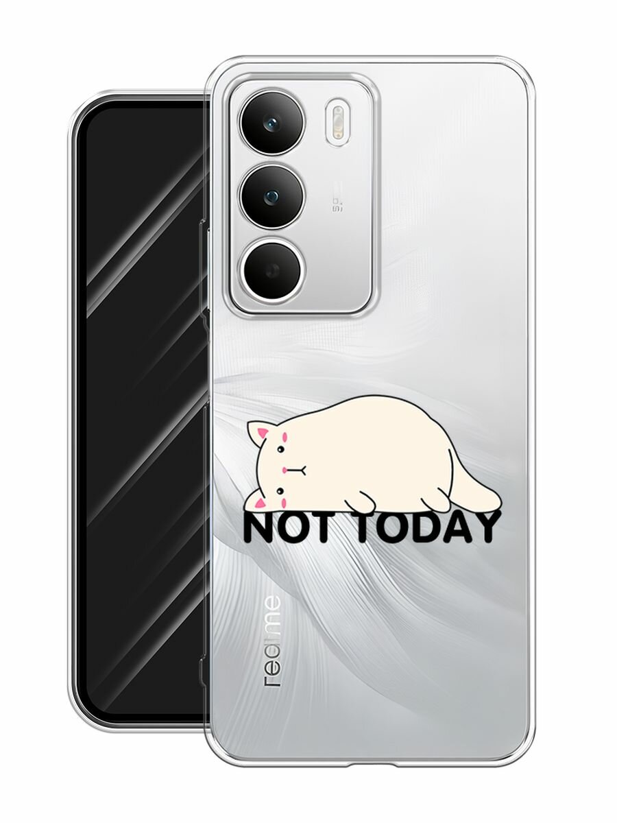 Чехол на Realme C71/P3 Lite 4G / Реалми С71/P3 Лайт 4G с принтом "Cat not today", прозрачный — фото 1