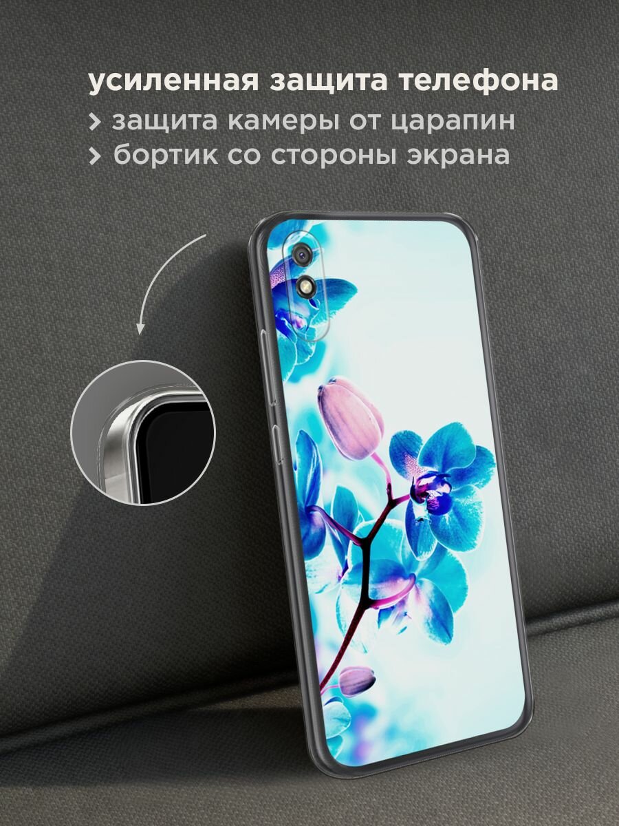 Чехол на Xiaomi Redmi 9A / Сяоми Редми 9А с принтом "Голубая орхидея" — фото 1