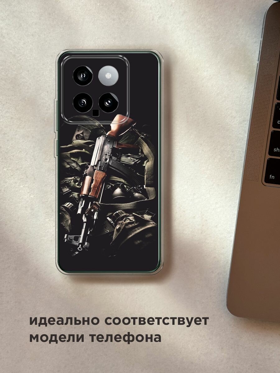 Силиконовый чехол на Xiaomi 14 / Сяоми 14 с принтом "Автомат" — фото 1
