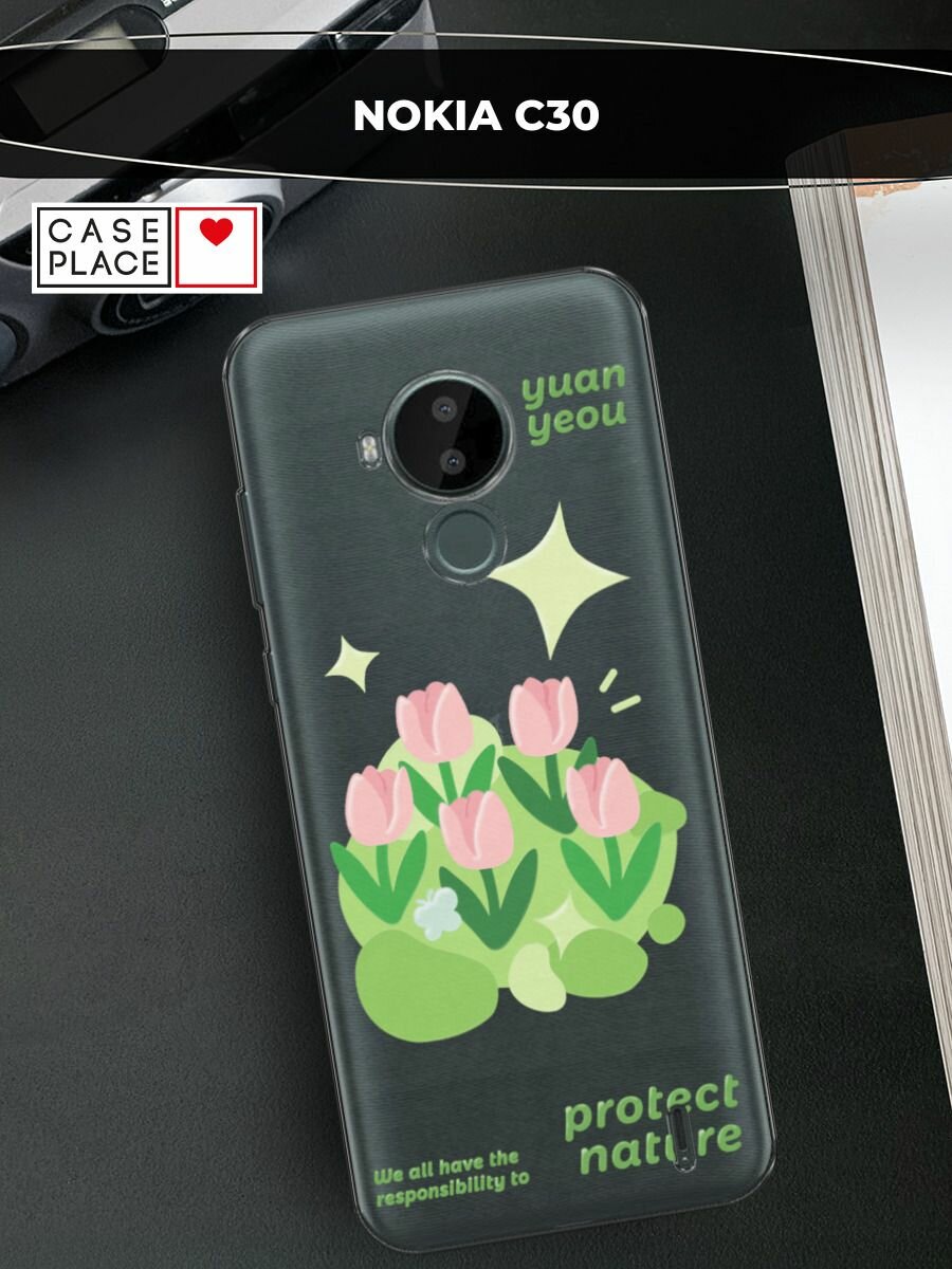 Чехол на Nokia C30 / Нокия C30 с принтом "Protect nature"
