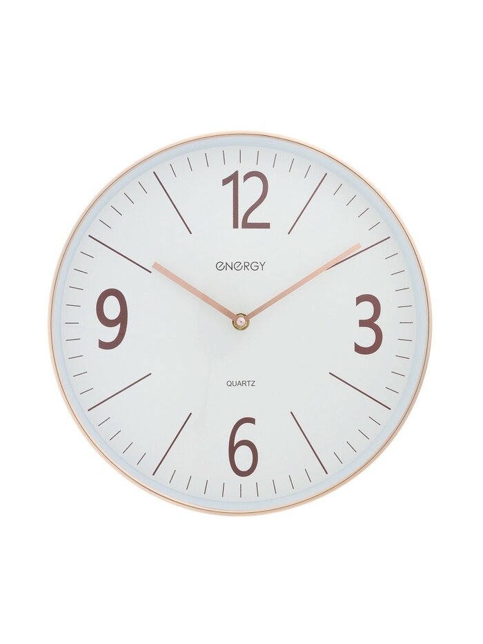 Часы настенные ENERGY ЕС-158, интерьерные, плавный ход, d-29.3 см, кварцевые, белые с золотым