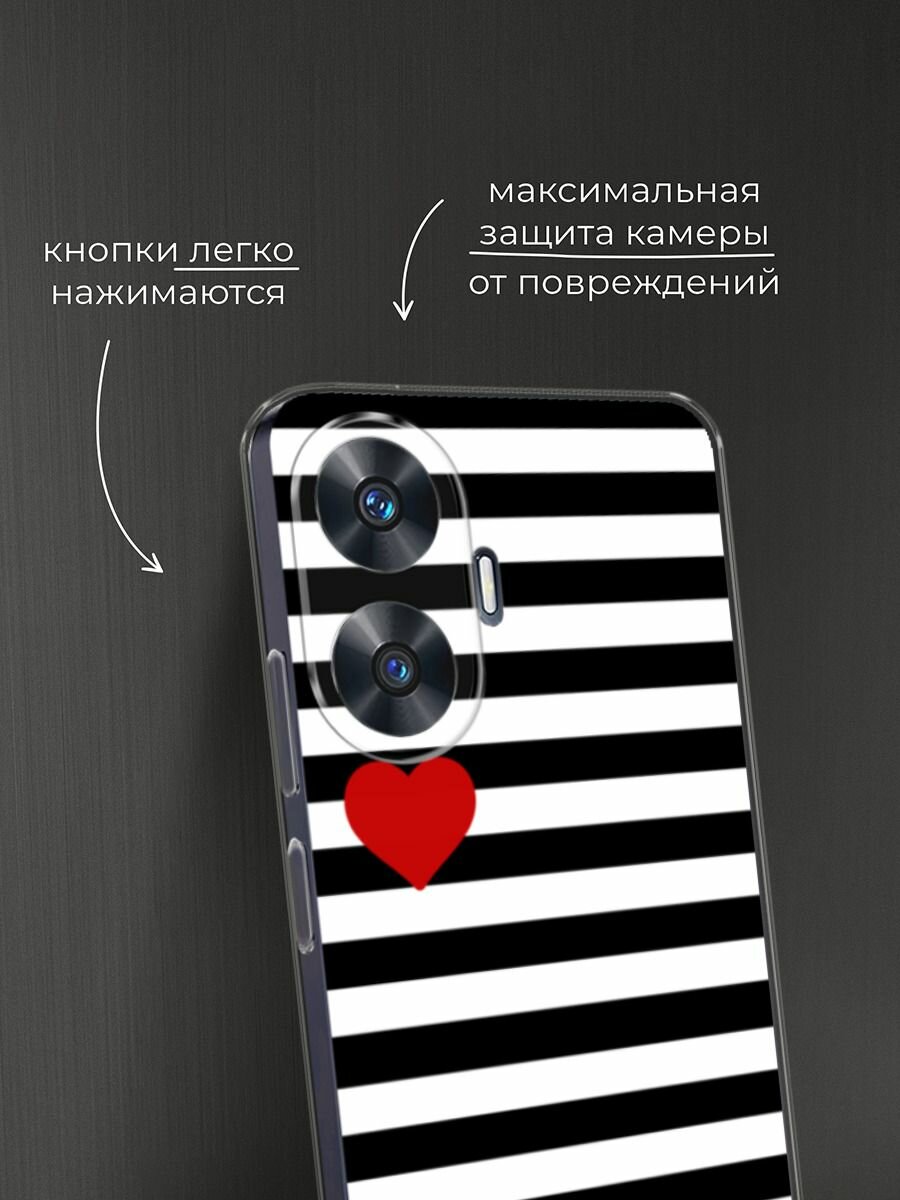 Силиконовый чехол на Realme C55 / Реалми C55 с принтом "Красное сердце" — фото 1