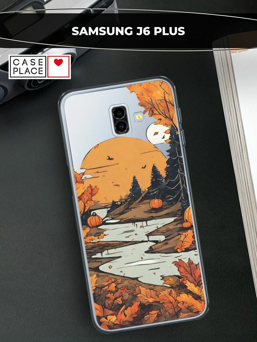 Чехол на Samsung Galaxy J6 + / Самсунг Галакси J6 Плюс 2018 с принтом "Осенний лесной уголок", прозрачный