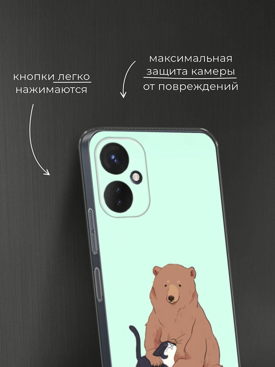 Чехол на Tecno Spark 9 Pro / Техно Спарк 9 Про с принтом "Медведь и кошка дружба" — фото 1