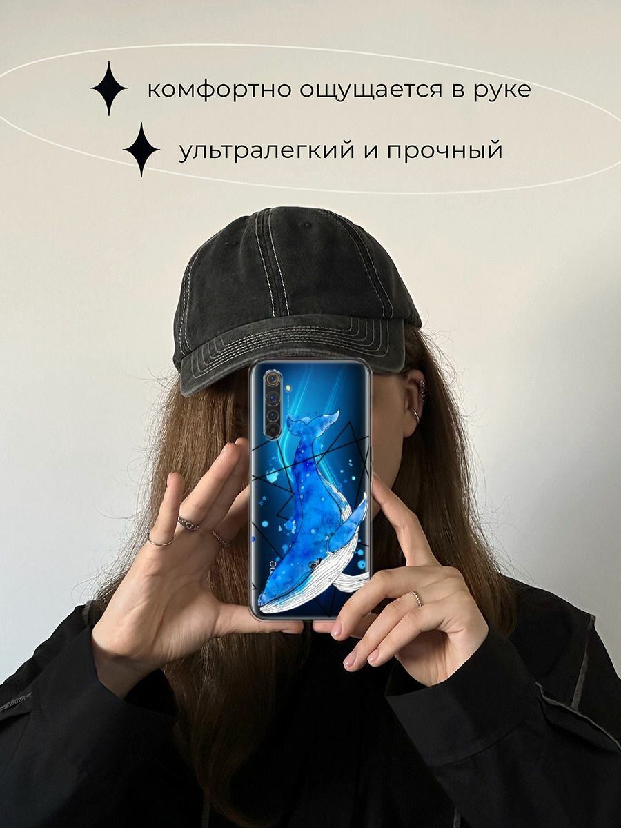 Чехол на Realme 6 Pro / Реалми 6 Про с принтом "Кит графика", прозрачный — фото 1