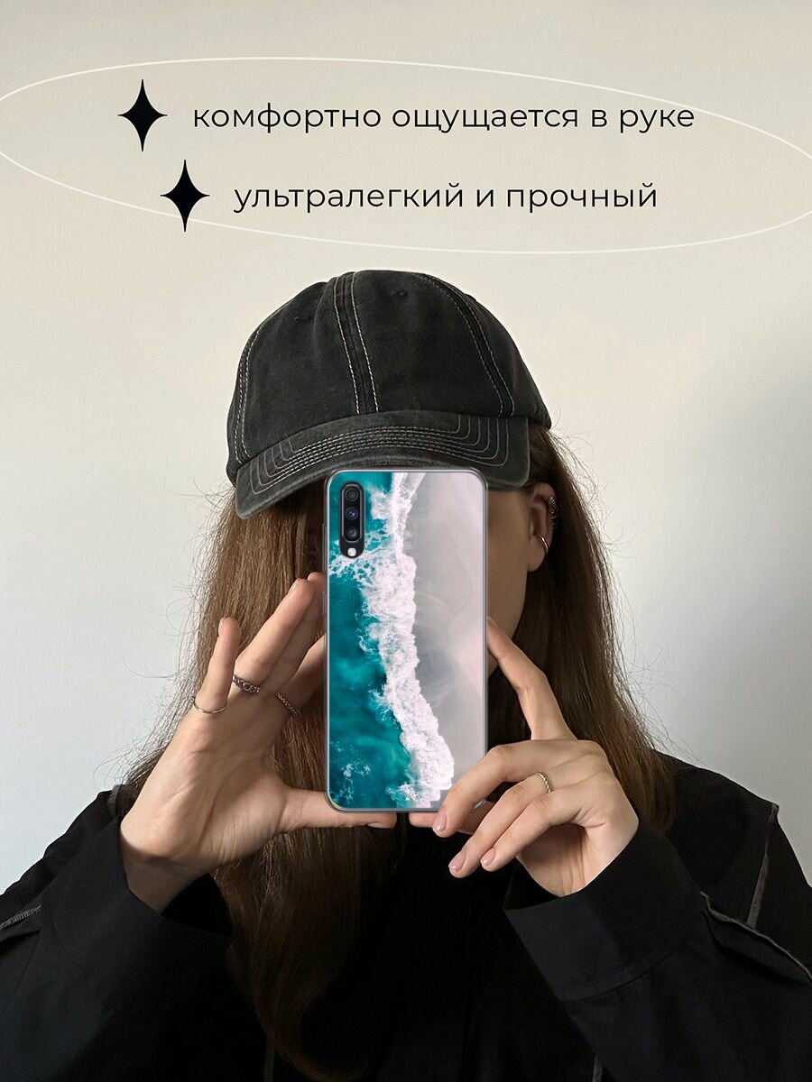 Чехол на Samsung Galaxy A70 / Самсунг Галакси А70 с принтом "Бирюзовые волны" — фото 1
