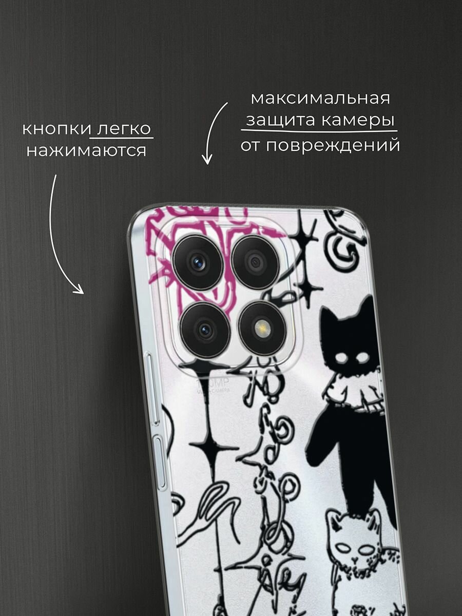 Чехол на Honor X8A / Хонор X8A с принтом "Готические котики" — фото 1