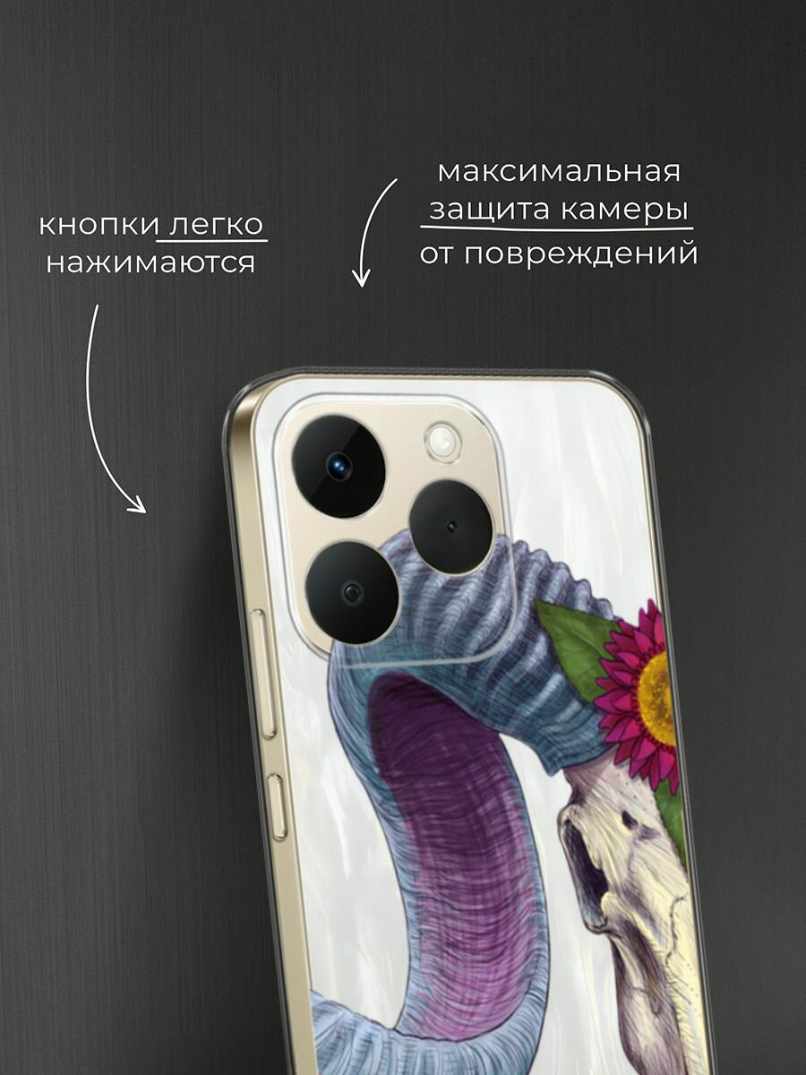 Чехол на Realme 15T / Реалми 15Т с принтом "Мифический череп", прозрачный — фото 1