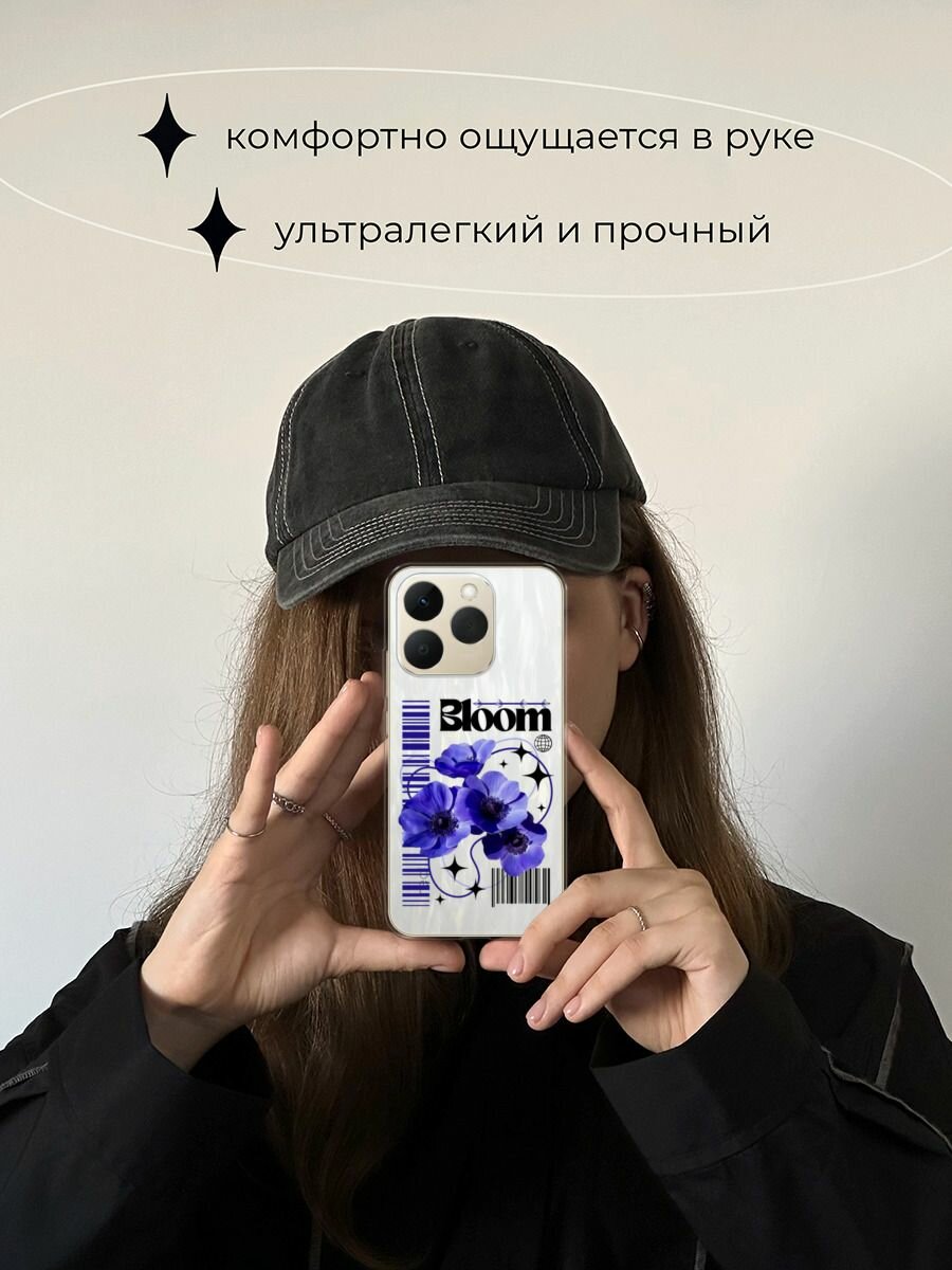 Чехол на Realme 15T / Реалми 15Т с принтом "Завораживающие анемоны", прозрачный — фото 1