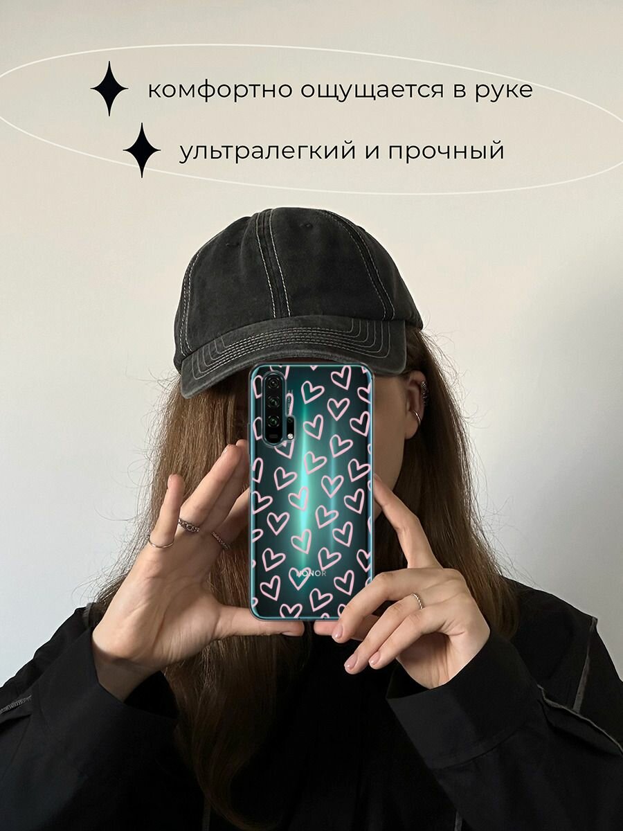 Чехол на Honor 20 Pro / Хонор 20 Про с принтом "Сердца паттерн" — фото 1