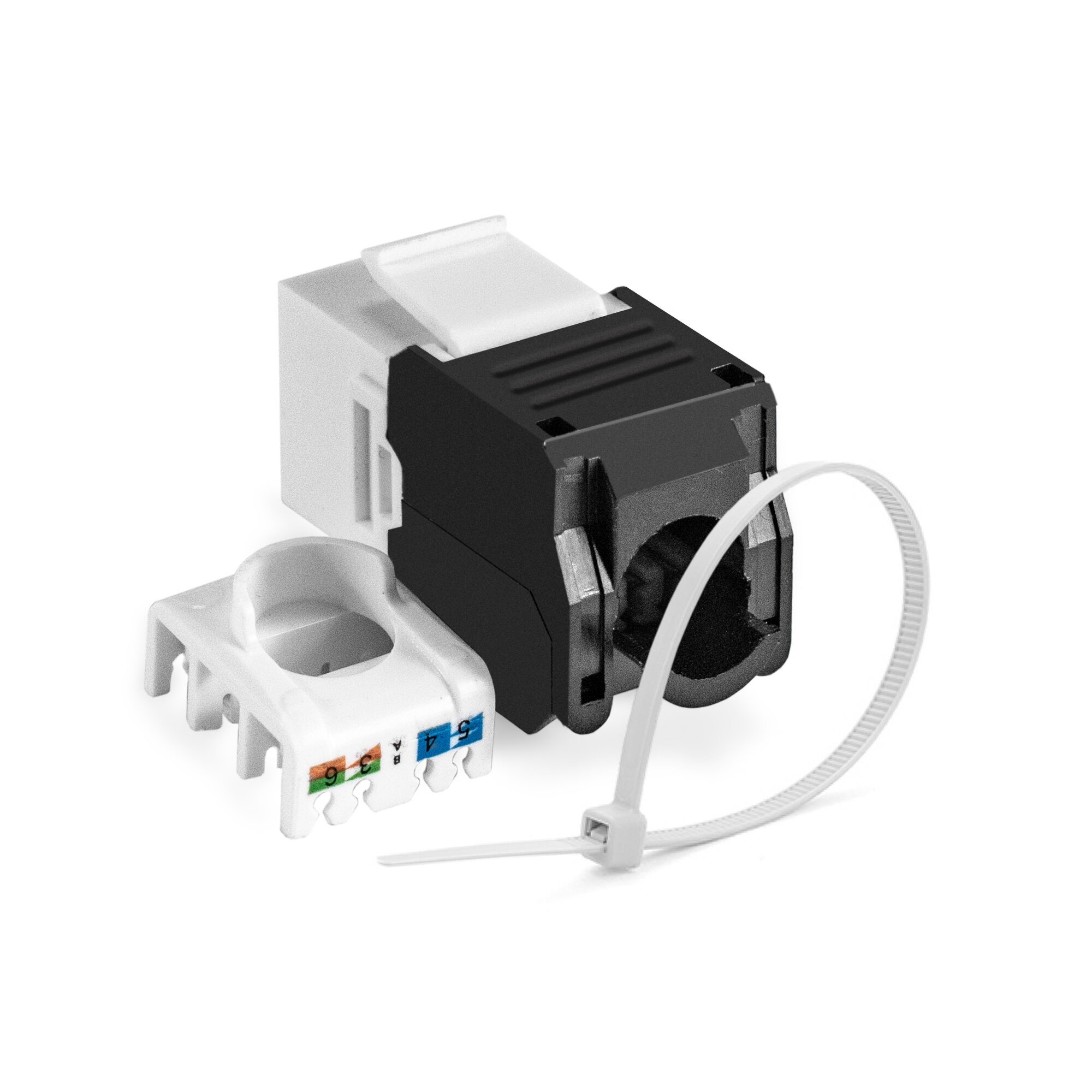 Модуль-вставка Keystone Jack RJ-45 ExeGate KJ-8P8C-U-C5e-180-TL (Кат.5e, неэкранированная, 180 градусов, IDC Toolless (без инструмента)) EX297343RUS