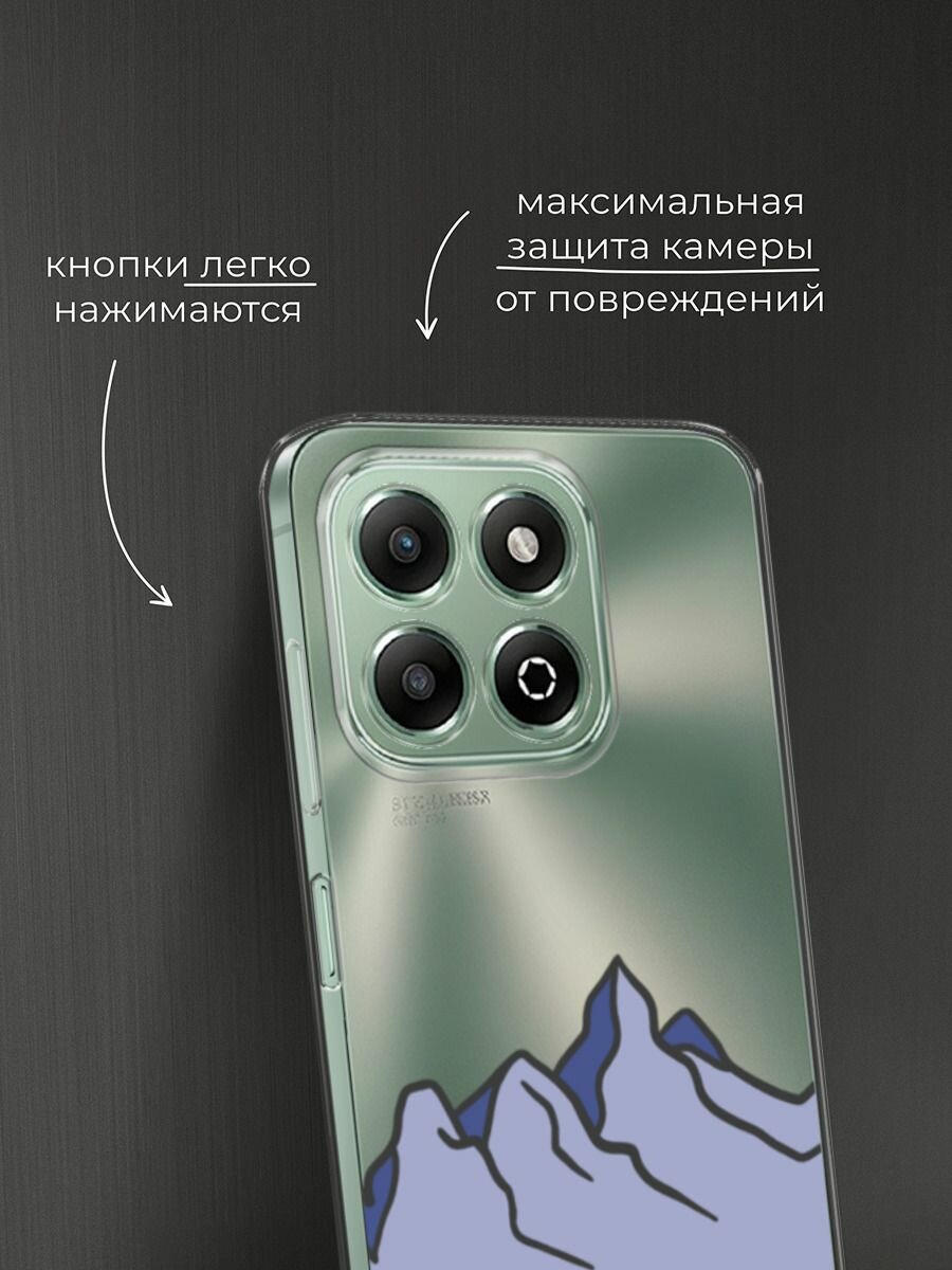 Силиконовый чехол на Honor X6b / Хонор X6b с принтом "Гора", прозрачный — фото 1