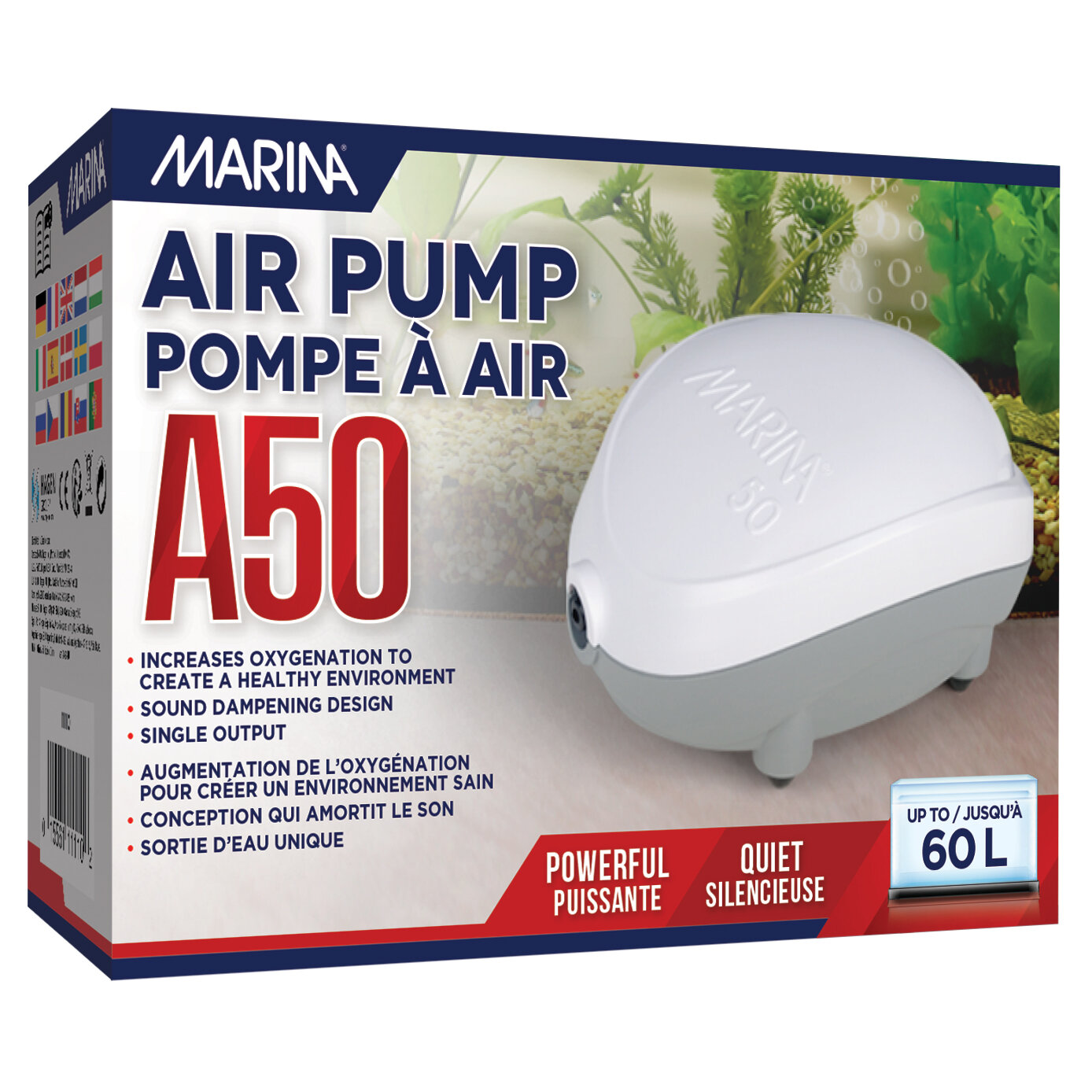 Компрессор для подачи кислорода "Marina Air pump 50" для аквариумов 10-60 л. /одноканальный/