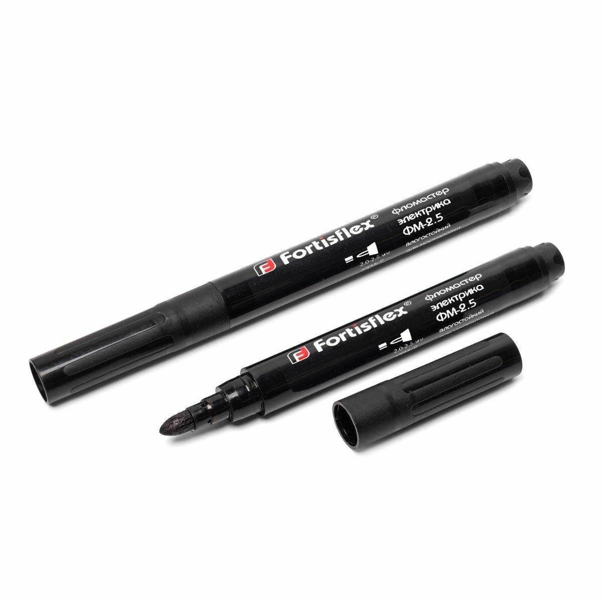 Фломастер электрика КВТ перманентный, толщина линии 2.5 мм, черный