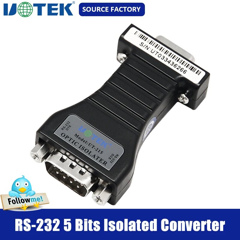 UOTEK Промышленный RS-232 5-битный изолированный преобразователь Последовательный адаптер RS232 Оптический изолятор UT-215