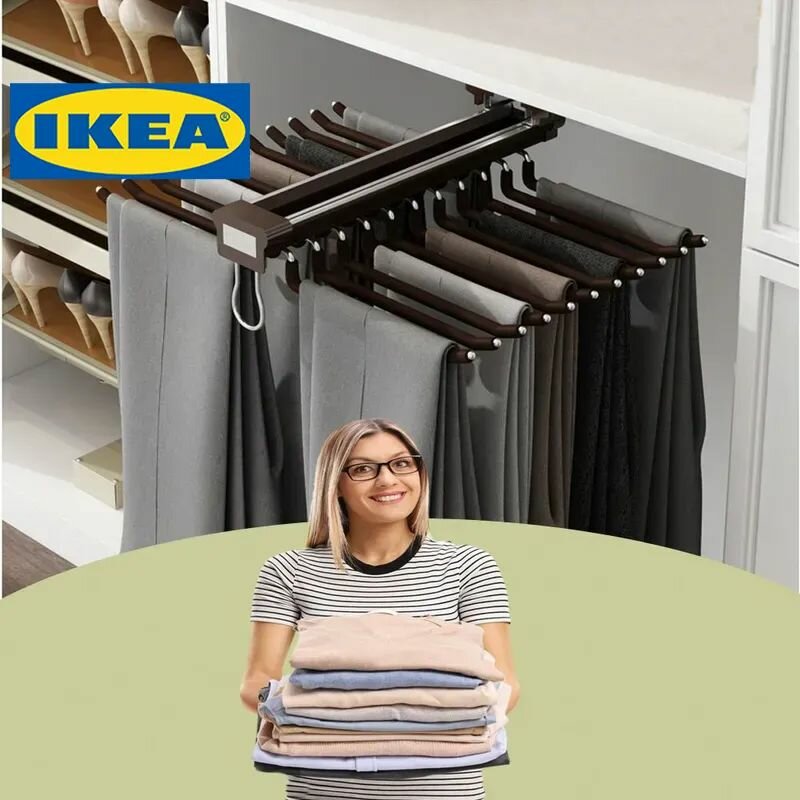 Вешало для гардеробной системы, Брючница Выдвижная, Двухрядные 22 столба, Кофейный цвет