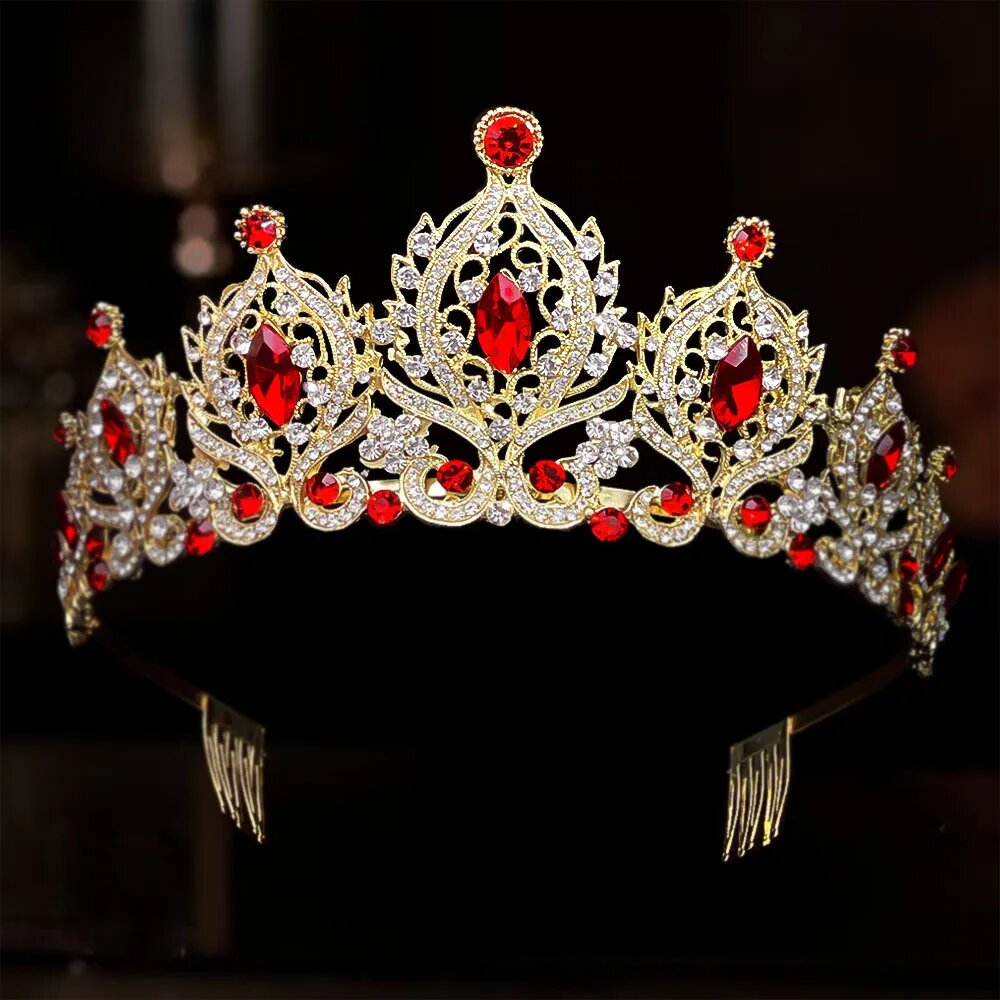 Красная тиара DIEZI с горным хрусталем, red gold