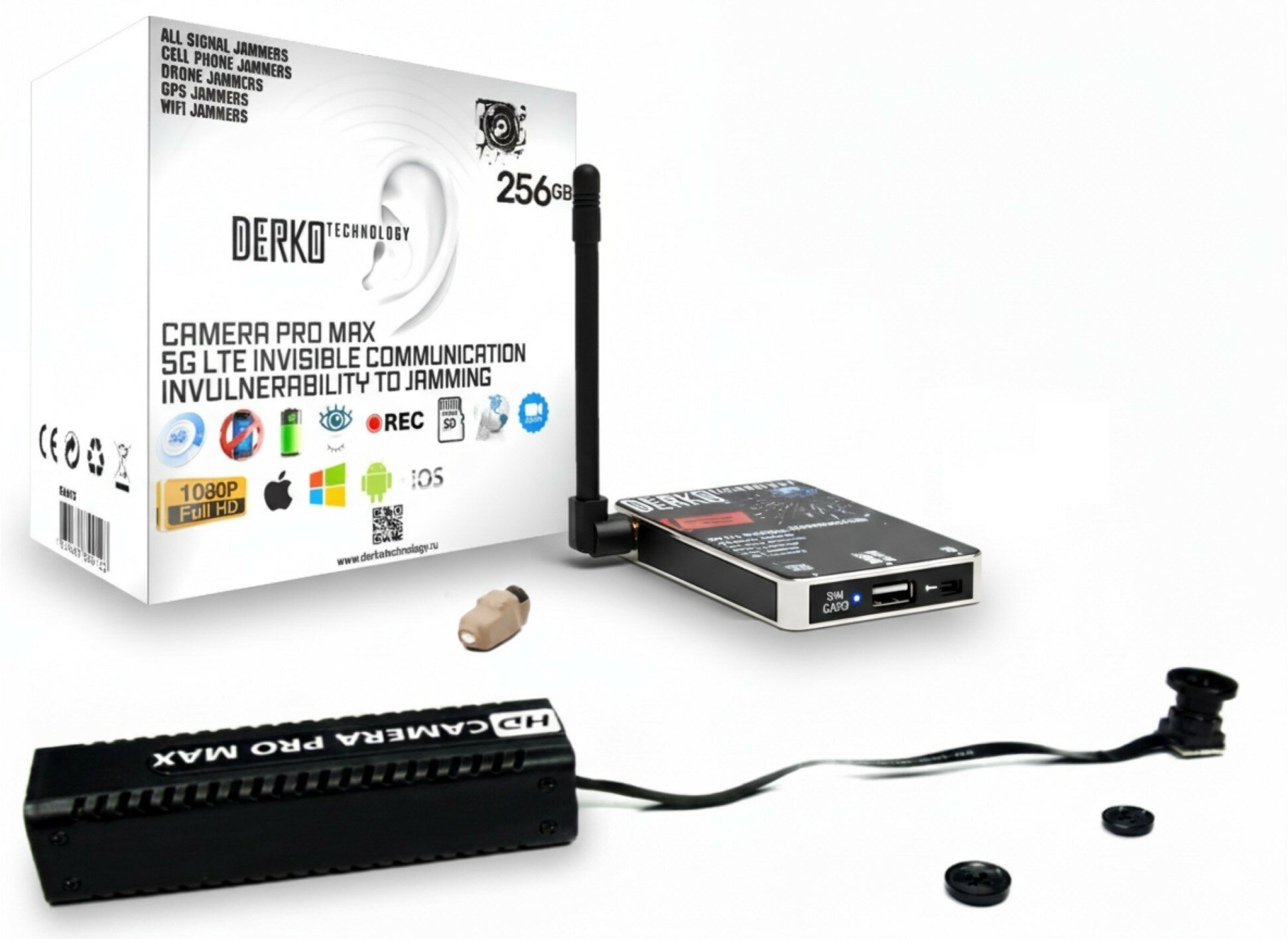 Система обхода глушилок 5G/LTE с микрокамерой 16MP Full HD 10x zoom и микронаушник Gold 10 мм