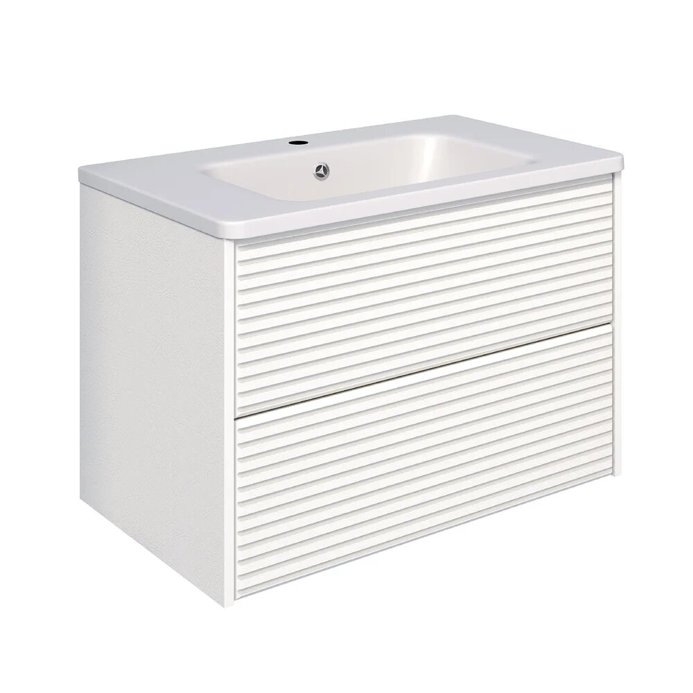 Тумба с раковиной Aqua de Marco Parma 80 подвесная, 80 см, белая, матовая, из МДФ, с ящиками, прямоугольная