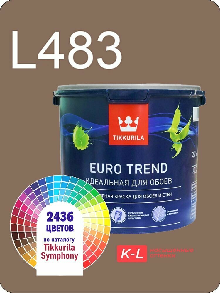 Краска для обоев Tikkurila Euro Trend 2,7л. насыщенные оттенки L483