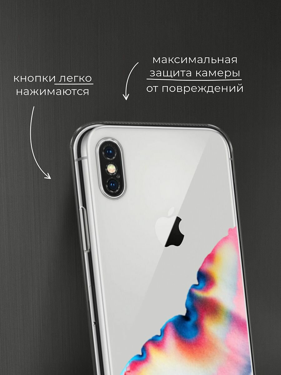 Чехол на Apple iPhone XS Max / Айфон XS Max с принтом Розовая акварель, прозрачный — фото 1